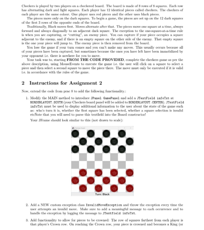 Solved Checkers is played by two players on a checkered | Chegg.com