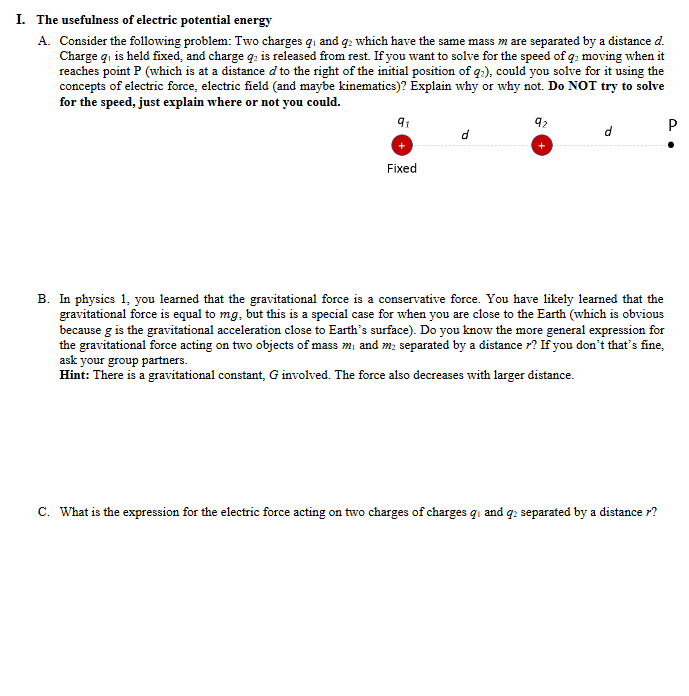 Solved The usefulness of electric potential energy A. | Chegg.com