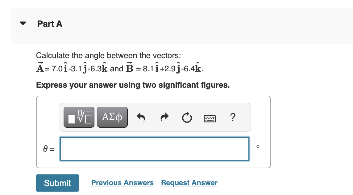 Solved Calculate the angle between the vectors: | Chegg.com
