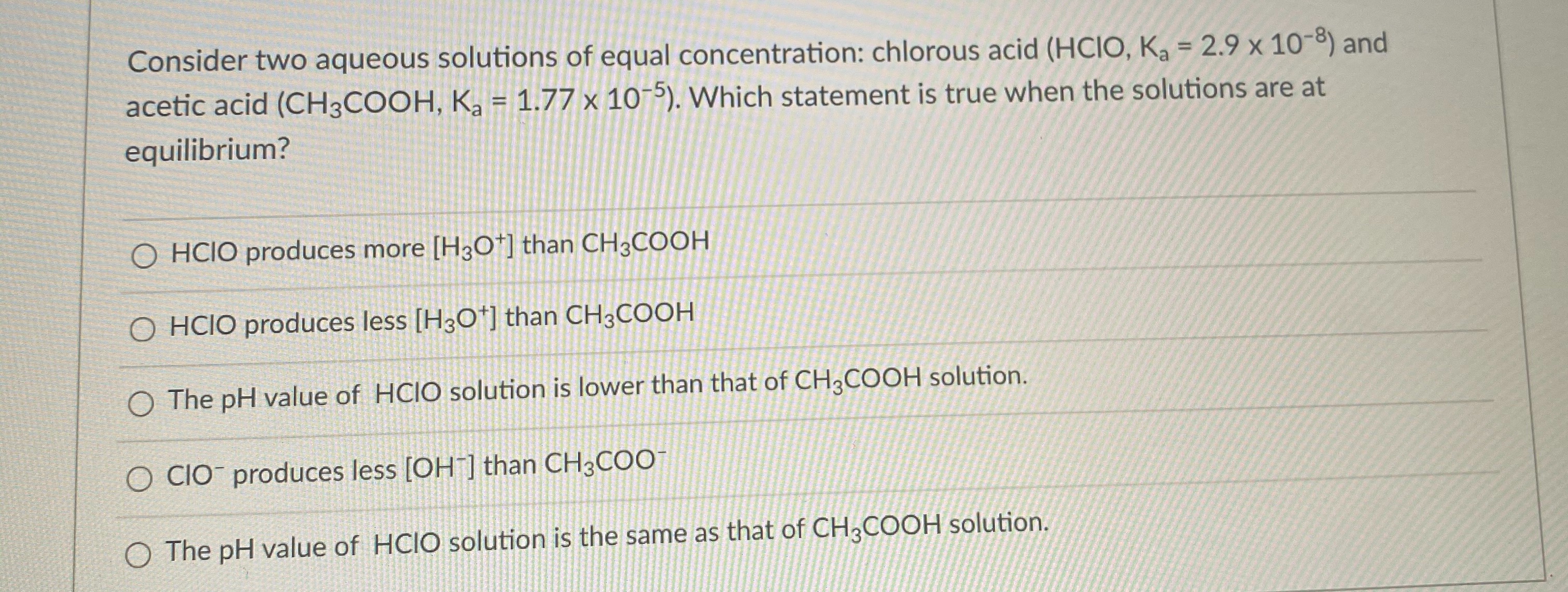 Solved Consider two aqueous solutions of equal | Chegg.com