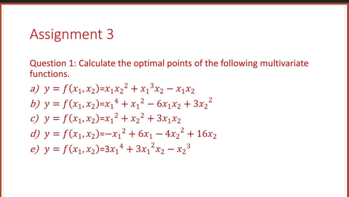 Question 1: Calculate the optimal points of the | Chegg.com