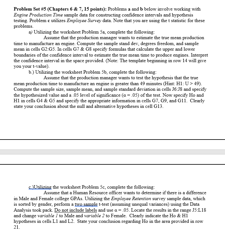Solved Problem Set #5 (Chapters 6 & 7, 15 points): Problems | Chegg.com