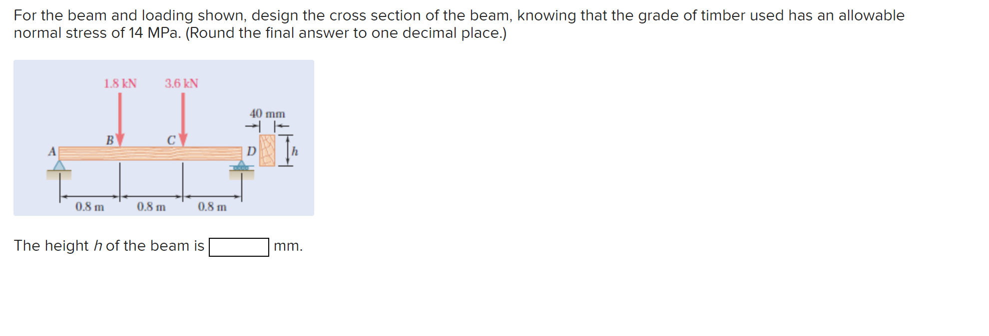 Solved For the beam and loading shown, design the cross | Chegg.com