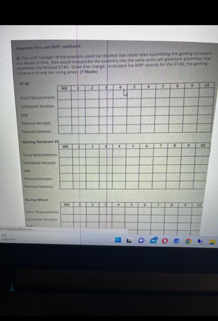 Solved a)LLED Computers assembles Custom personal computers | Chegg.com
