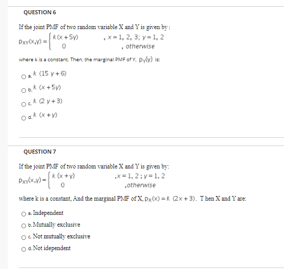 Solved QUESTION If the joint PMF of two random variable X | Chegg.com