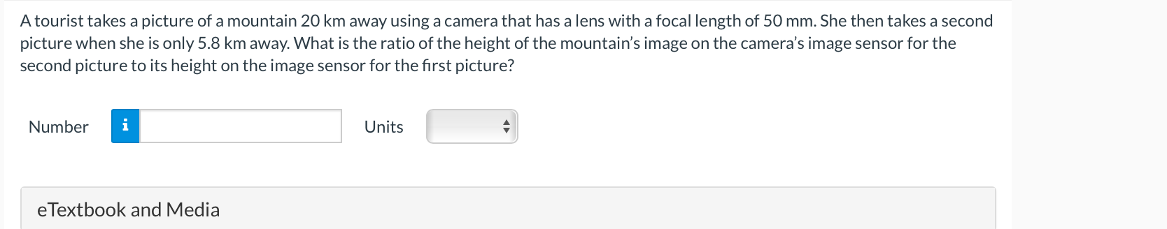 Solved A tourist takes a picture of a mountain 20 km away | Chegg.com