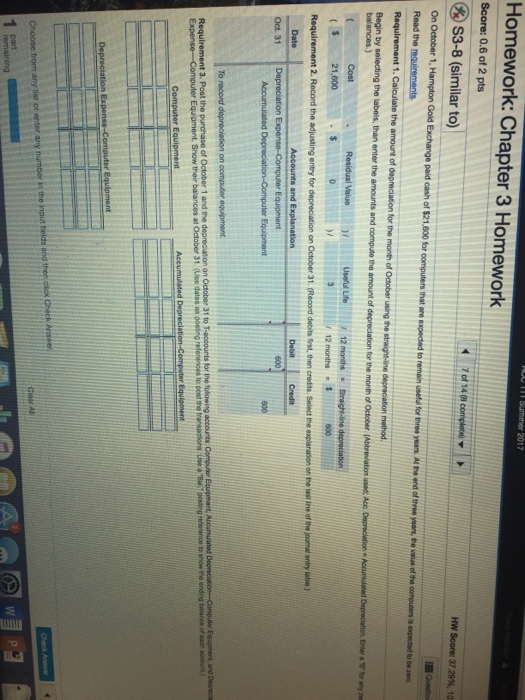 Solved Homework: Chapter 3 Homework Summer 2017 Score: 0.6 | Chegg.com