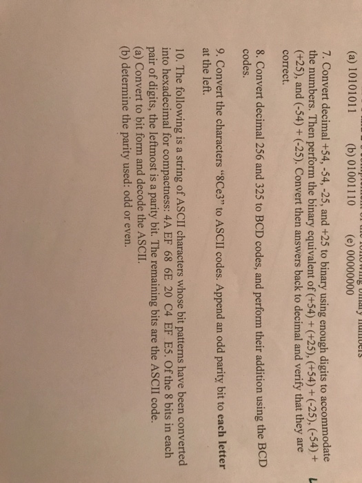 Solved (a) 10101011 (b) 01001110 (e) 00000000 7. Convert | Chegg.com