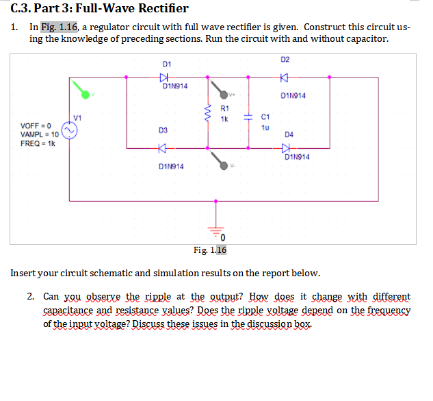 Solved C.3. Part 3: Full-Wave Rectifier 1. In Fig. 1.16, a | Chegg.com