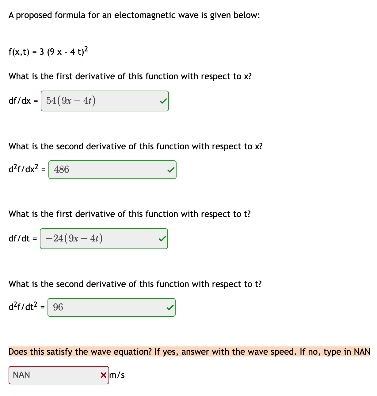 Solved A proposed formula for an electomagnetic wave is | Chegg.com