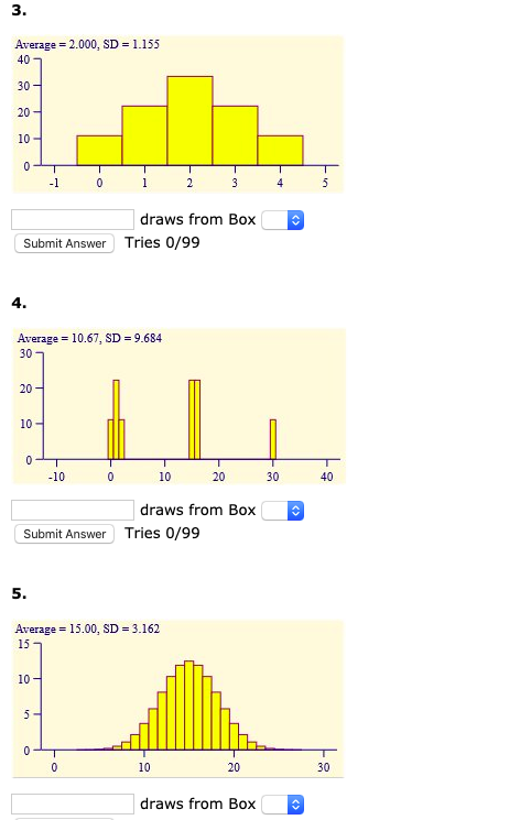 Look at the 3 boxes and 6 probability histograms | Chegg.com