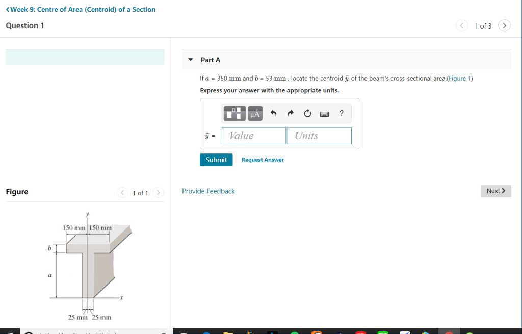 Solved Week 9: Centre of Area (Centroid) of a Section | Chegg.com