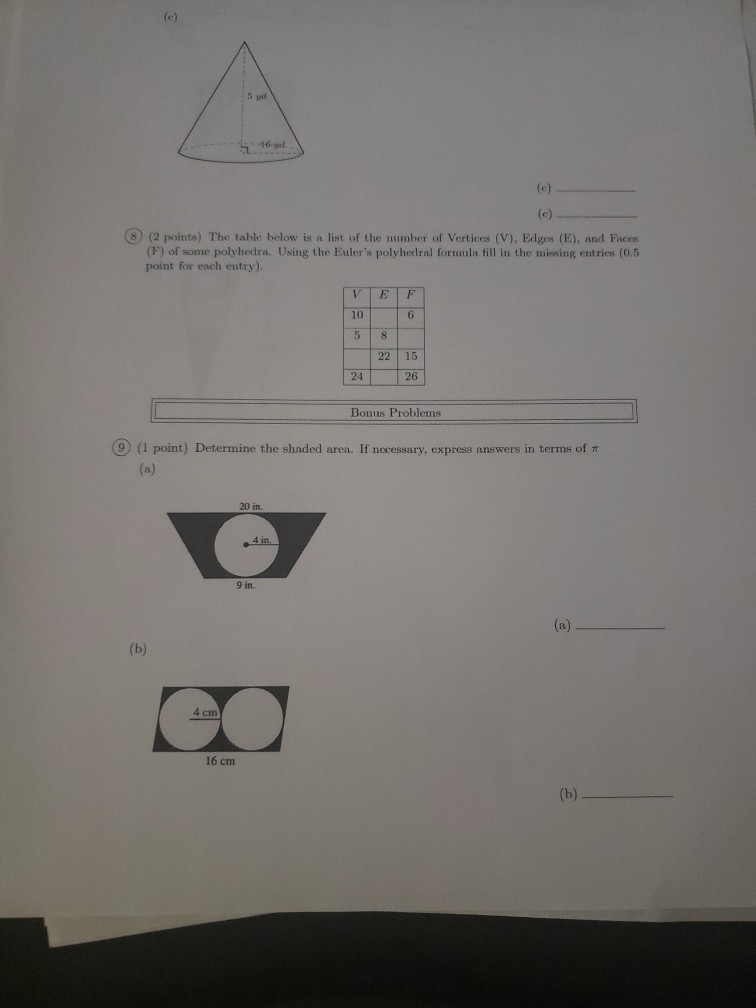 Solved 1 find the volume and surface area of each figure. If | Chegg.com