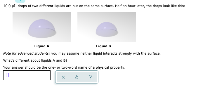 Solved 10.0 L drops of two different liquids are put on the | Chegg.com