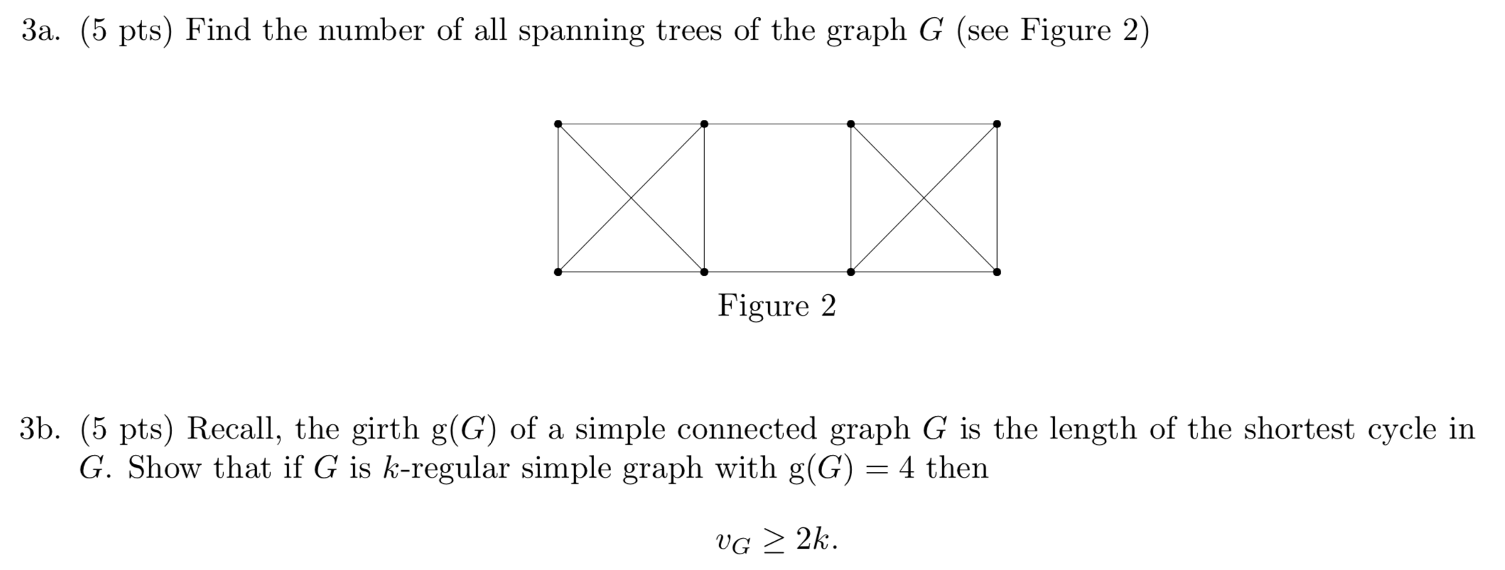 Solved 3a. (5 pts) Find the number of all spanning trees of | Chegg.com