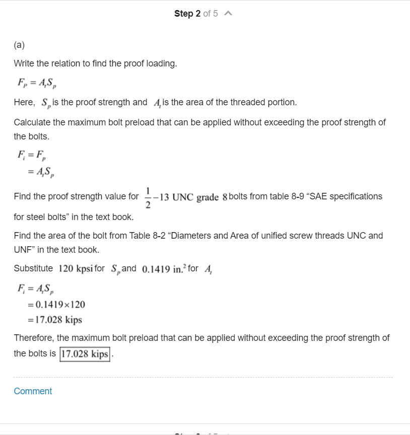 Solved In Part A of Ch 8 Problem 30 in Shigley's Mechanical | Chegg.com