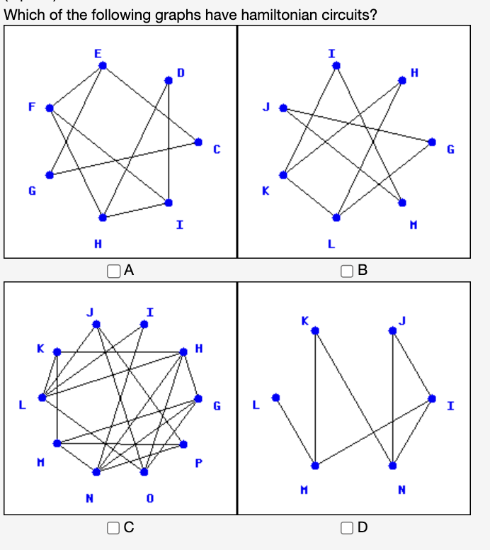 Solved Which of the following graphs have hamiltonian | Chegg.com