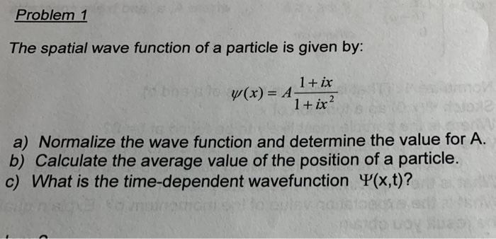 Solved Problem 1 The spatial wave function of a particle is | Chegg.com