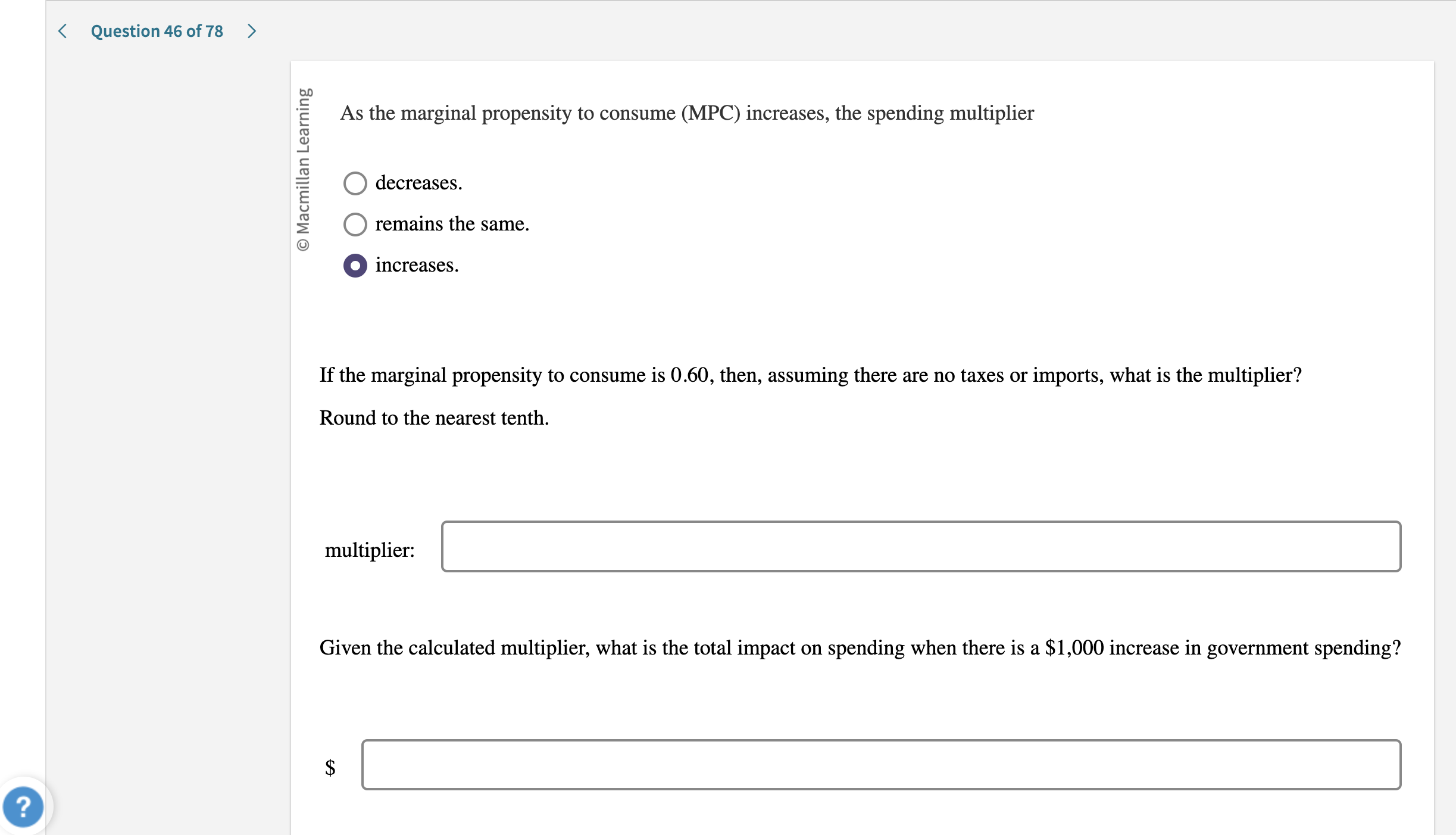 Solved As the marginal propensity to consume (MPC) | Chegg.com