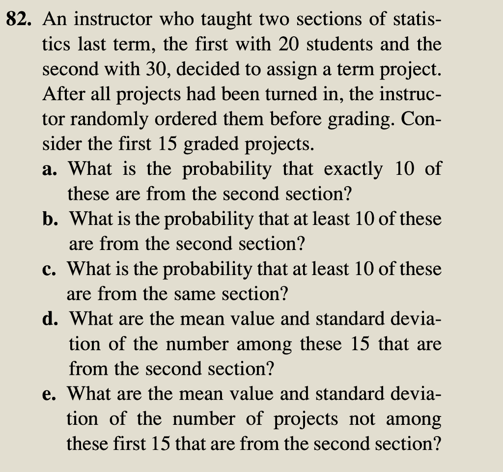 Solved 82. An instructor who taught two sections of statis- | Chegg.com