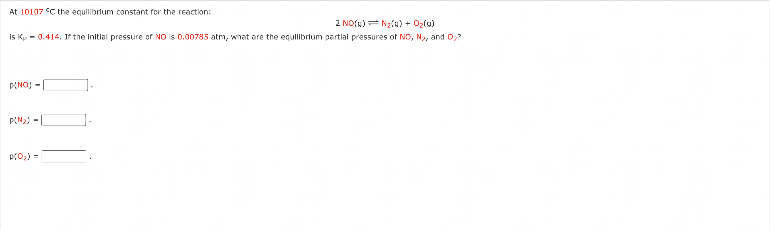[Solved]: 10) At ( 10107^{ circ} mathrm{C} ) the equil