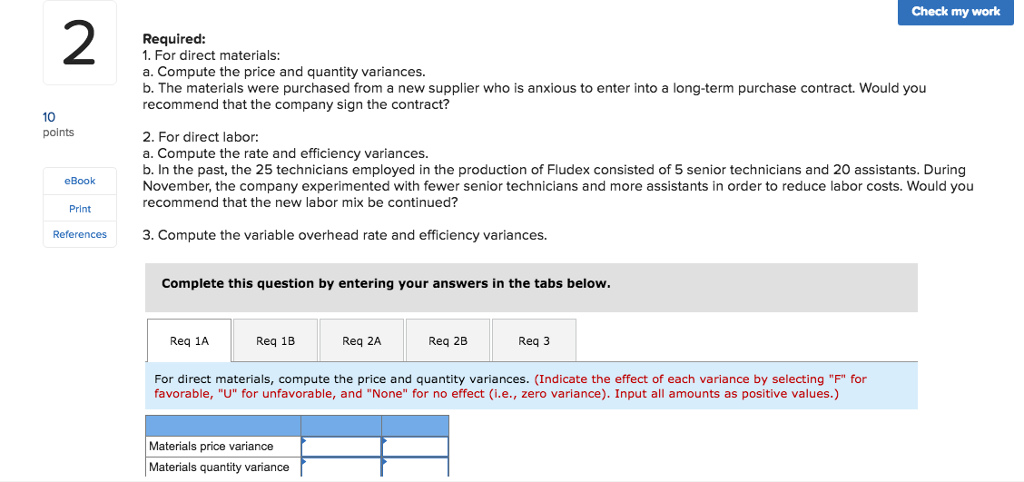 Solved Check my work 2 Problem 10-14 Basic Variance Analysis | Chegg.com