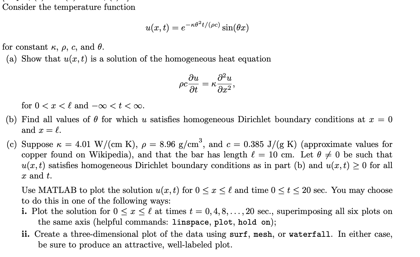 Solved Consider the temperature | Chegg.com