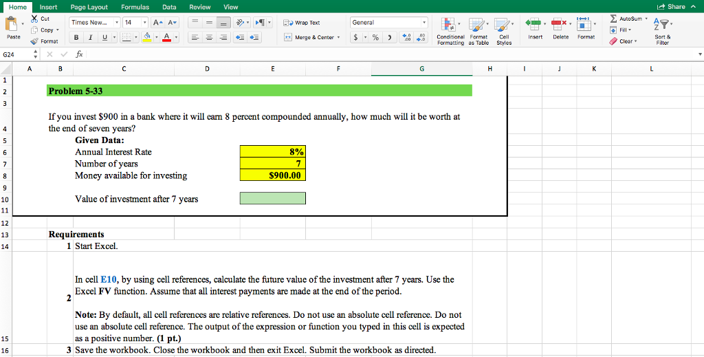 Solved Insert Page Layout Formulas Data ReviewView Cut Times | Chegg.com