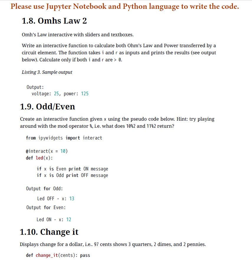 Solved Please use Jupyter Notebook and Python language to | Chegg.com
