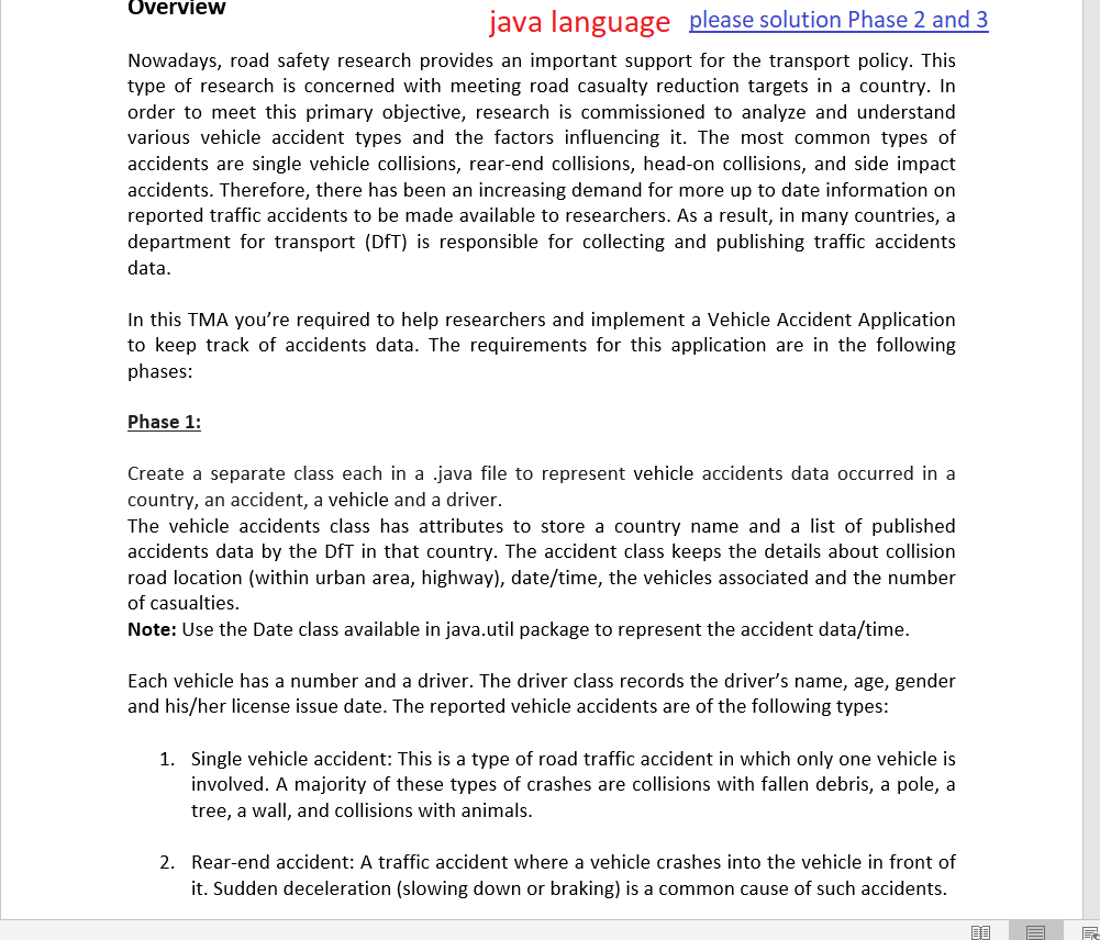 Overview java language please solution Phase 2 and 3 | Chegg.com