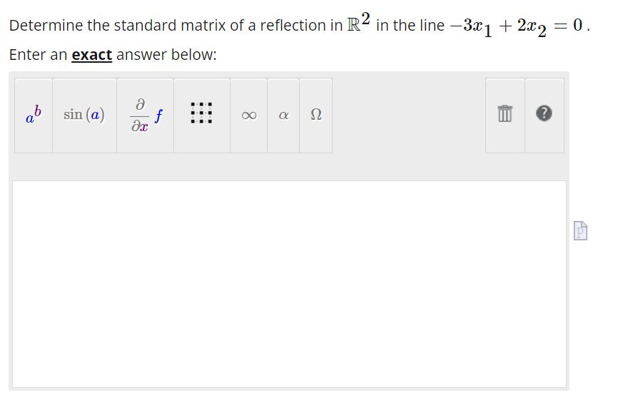 Solved Determine the standard matrix of a reflection in R2 | Chegg.com