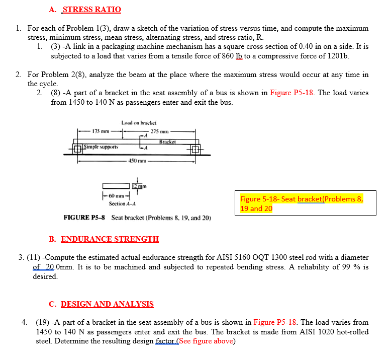 Solved A. STRESS RATIO 1. For each of Problem 1(3), draw a | Chegg.com