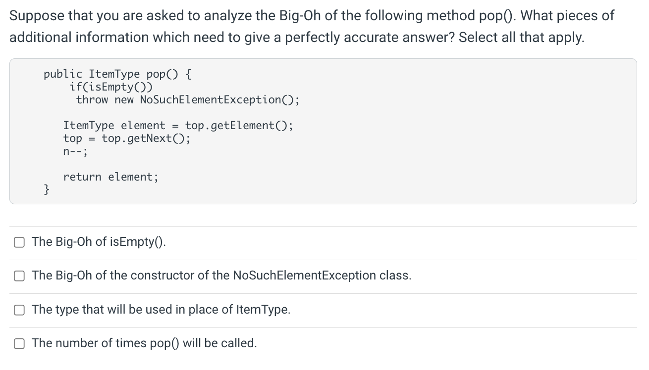 Solved Suppose that you are asked to analyze the Big-Oh of | Chegg.com