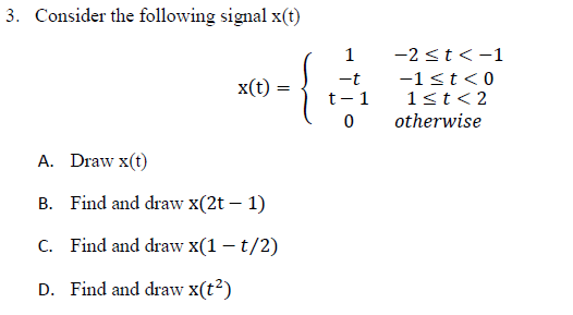Solved 3. Consider the following signal x(t) t-1 1 t