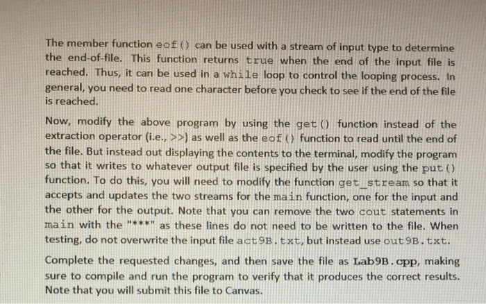 Solved Member Functions get, put, fail, and eof Create a | Chegg.com