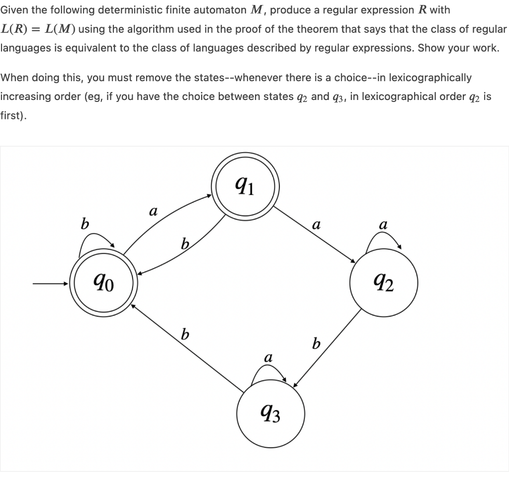 Solved Given the following deterministic finite automaton M, | Chegg.com