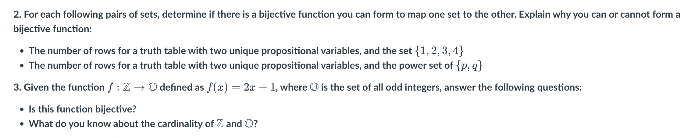 Solved 2. For each following pairs of sets, determine if | Chegg.com