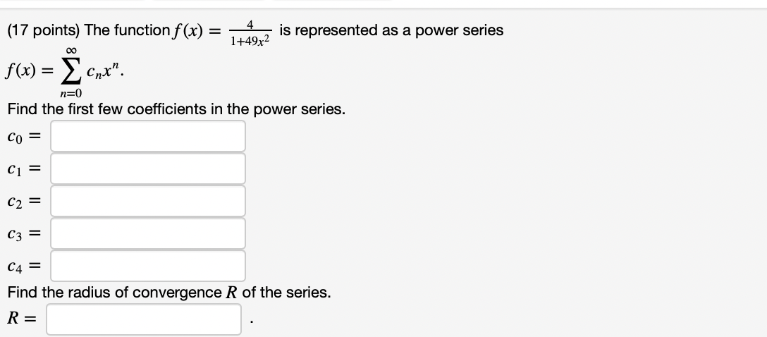 Solved 4 = 1+49x2 (17 points) The function f(x) is | Chegg.com