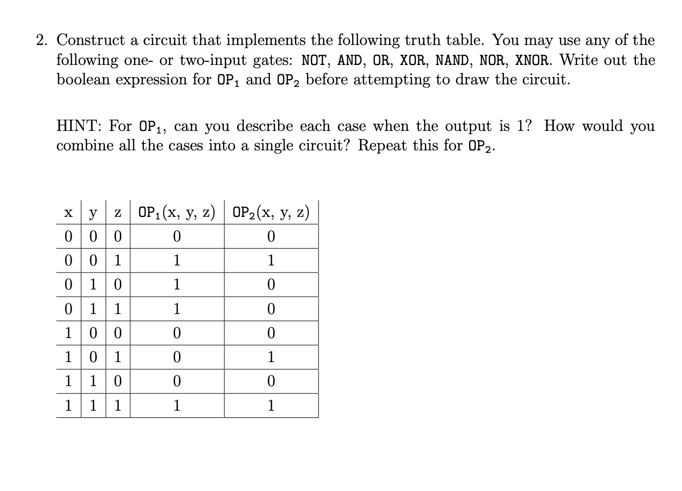 Solved 2. Construct a circuit that implements the following | Chegg.com