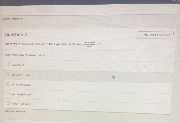 Solved Content attribution Question 2 CONTENT FEEDBACK cos | Chegg.com