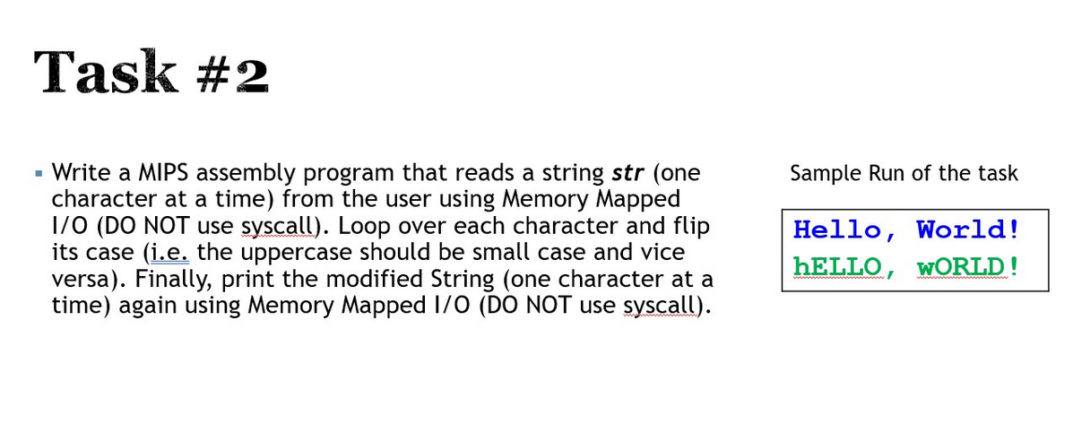 Solved Task #2 Sample Run of the task - Write a MIPS | Chegg.com