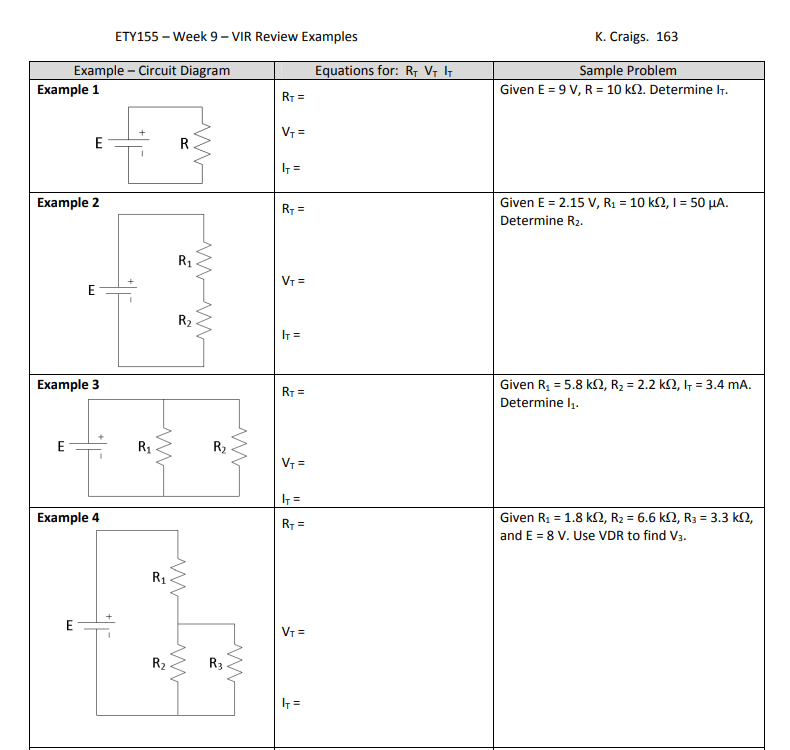 Solved ETY155 - Week 9 - VIR Review Examples K. Craigs. 163 | Chegg.com