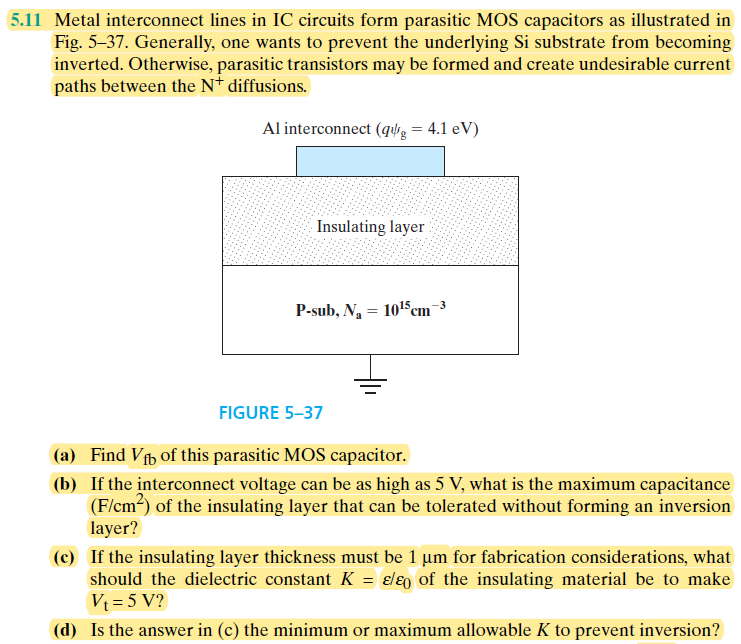 Solved 5.11 Metal interconnect lines in IC circuits form | Chegg.com