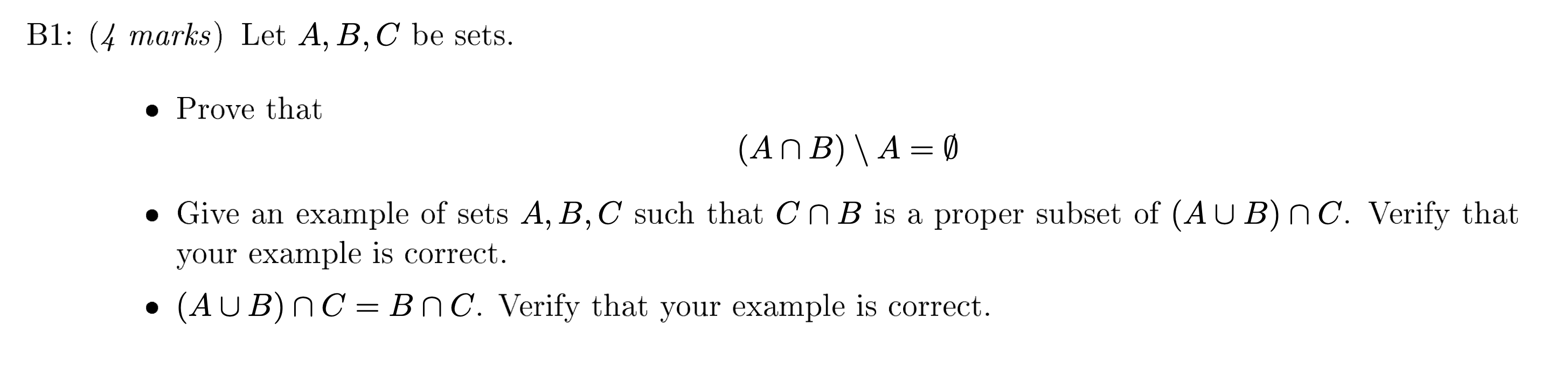 Solved 1: (4 marks) Let A,B,C be sets. - Prove that | Chegg.com