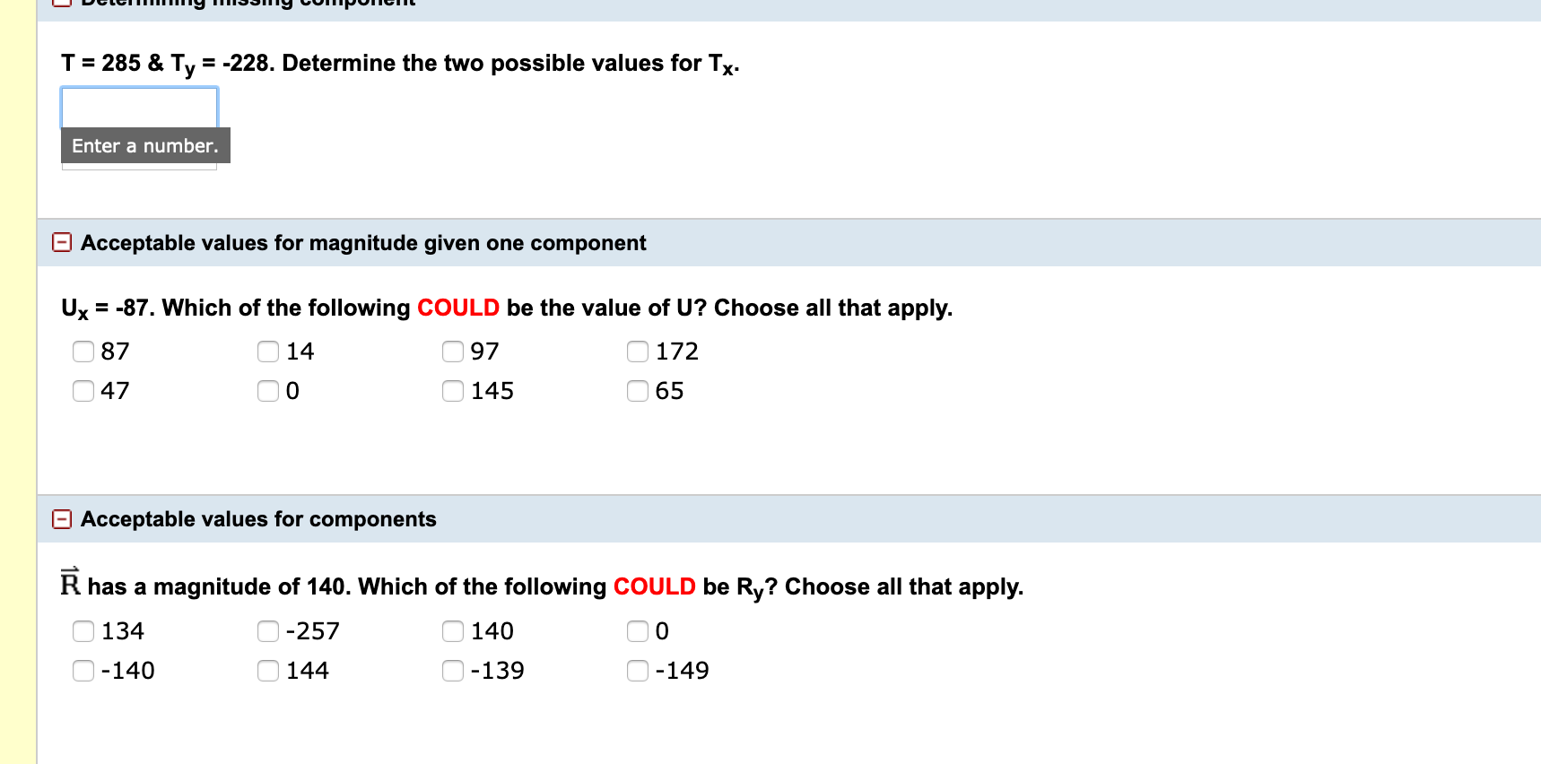 Solved — реtету шээту сопропес T = 285 & Ty = -228. | Chegg.com