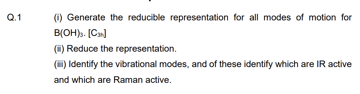 Solved (i) Generate the reducible representation for all | Chegg.com