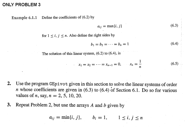 Solved ONLY PROBLEM 3Example 6.1.1 ﻿Define the coefficients | Chegg.com