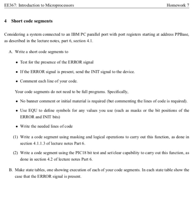 EE367: Introduction to Microprocessors Homework 7 4 | Chegg.com