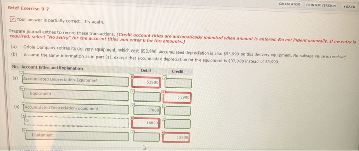 Solved CALCULATOR PRINTER VERSION BACK Brief Exercise 9-7 | Chegg.com