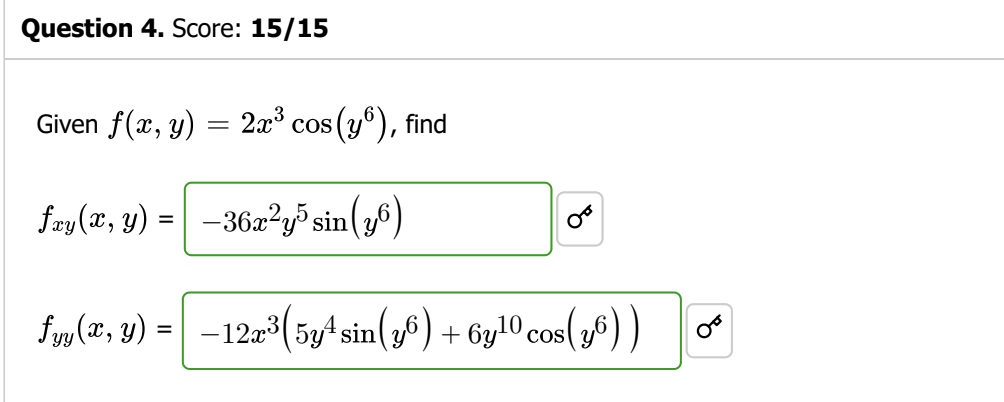 Solved Given f(x,y)=2x3cos(y6), find | Chegg.com